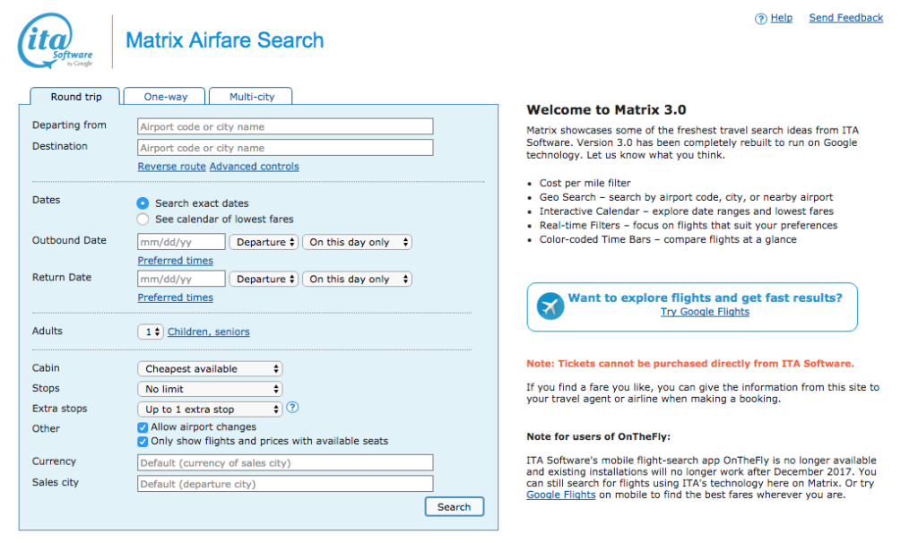 How to Use the ITA Matrix to Find the Best Airfares - Value Parking